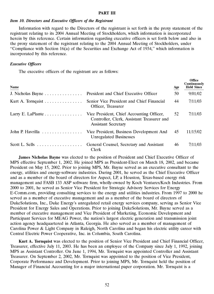 Maine & Maritimes Corporation 2003 Annual Report