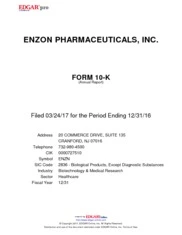 Enzon Pharmaceuticals Inc. - AnnualReports.com