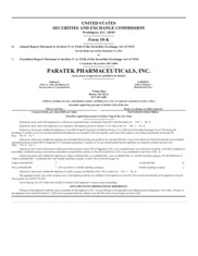 Paratek Pharmaceuticals Inc - AnnualReports.com